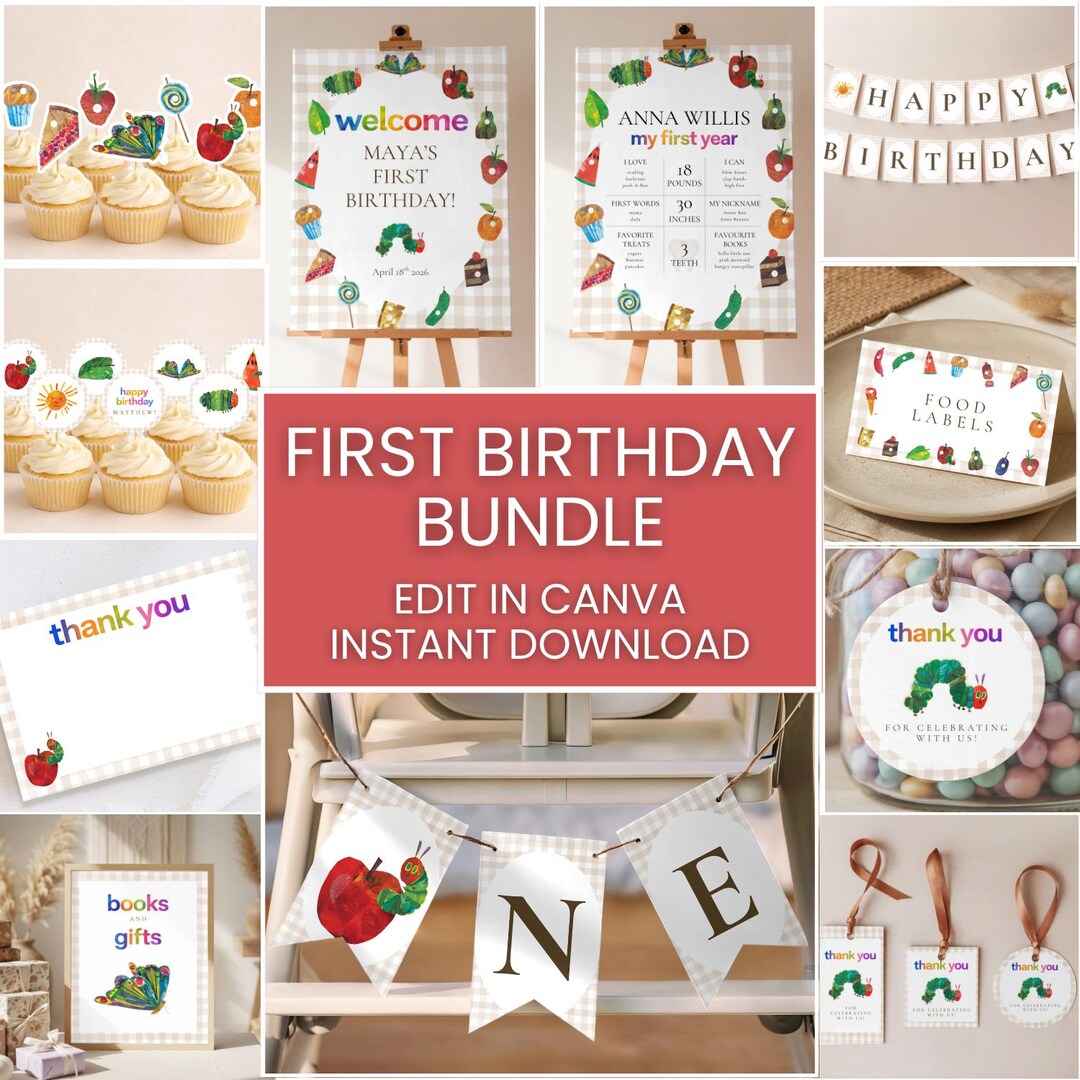 Very Hungry Caterpillar First Birthday Bundle | 1st Birthday ...