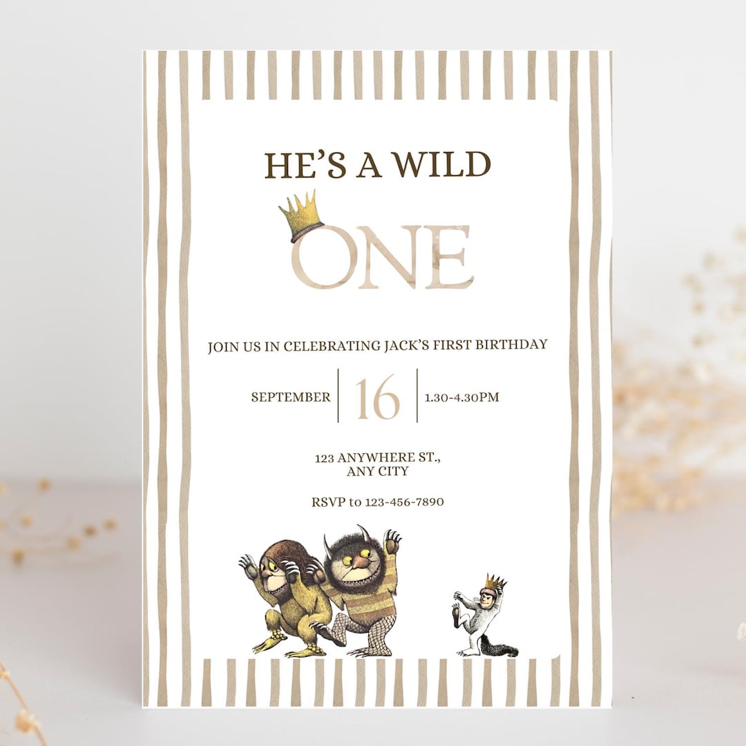 Where the Wild Things Are First Birthday Invitation | Wild One ...
