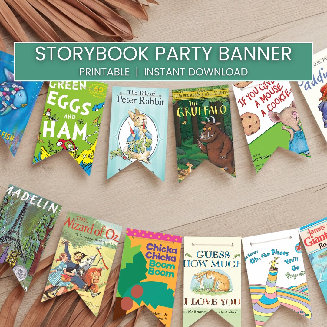 Storybook Birthday Banner | Storybook Baby Shower Banner | 25 Book ...