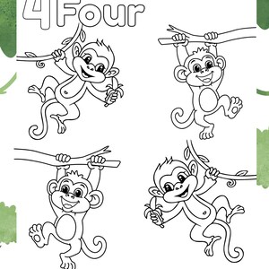 Jungle Animal Counting Coloring Pages | Fun Animal Worksheet for Kids ...