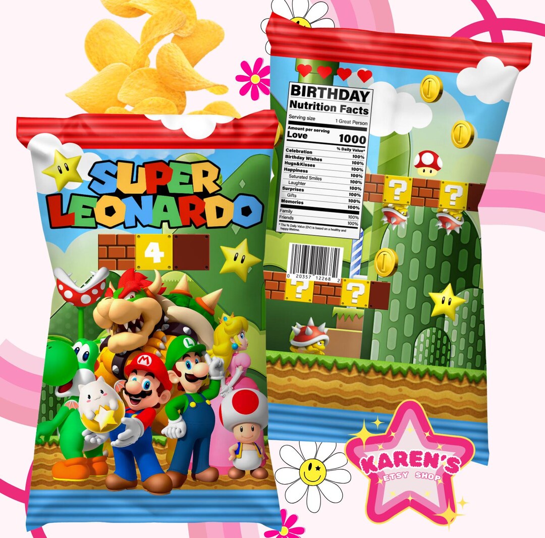 Super Mario Party Favors \ Super Mario Digital / Super Mario Chip Bags ...