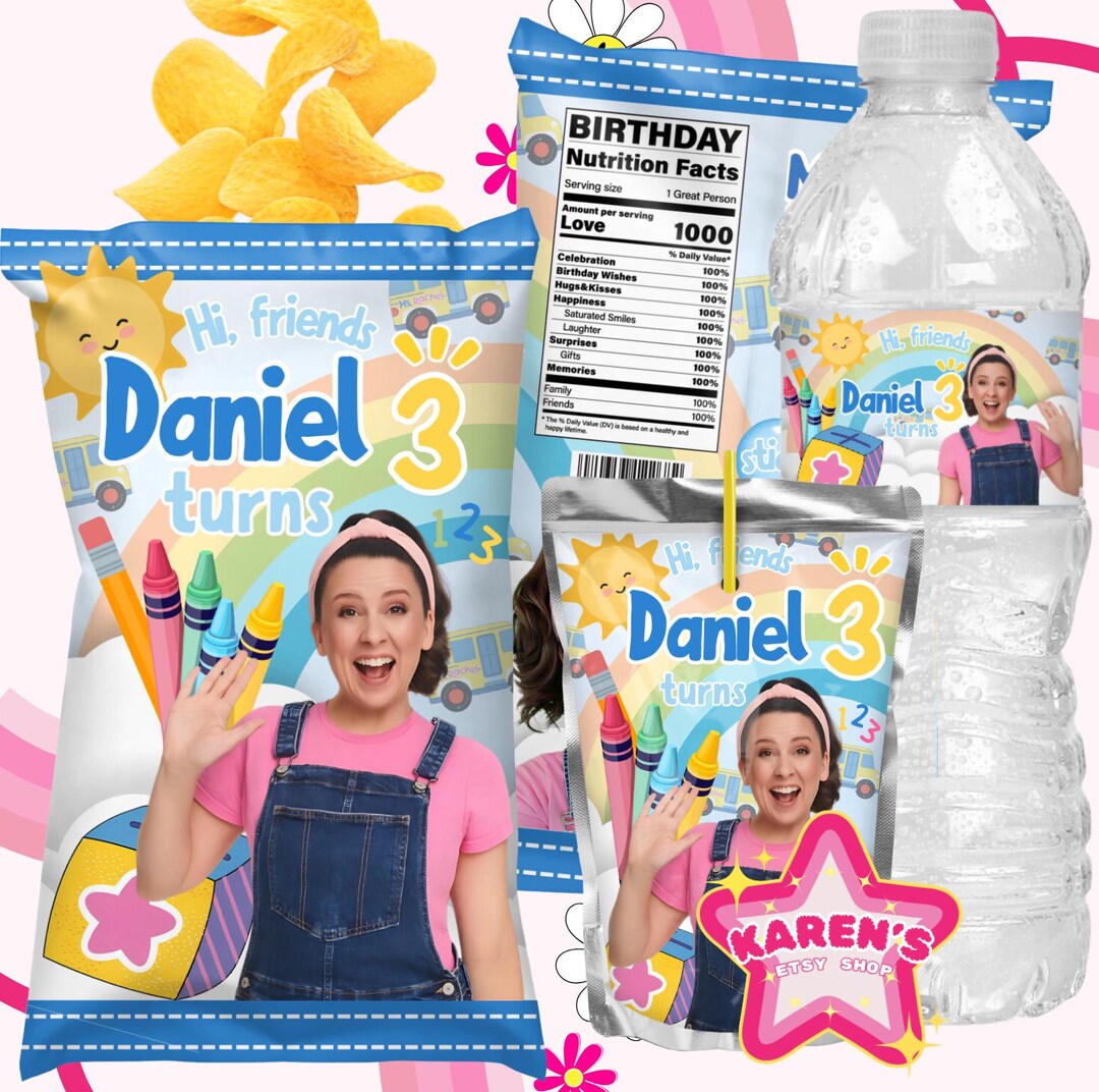 Ms Rachel Party Favors / Ms Rachel Chip Bags / Ms Rachel Digital Party ...