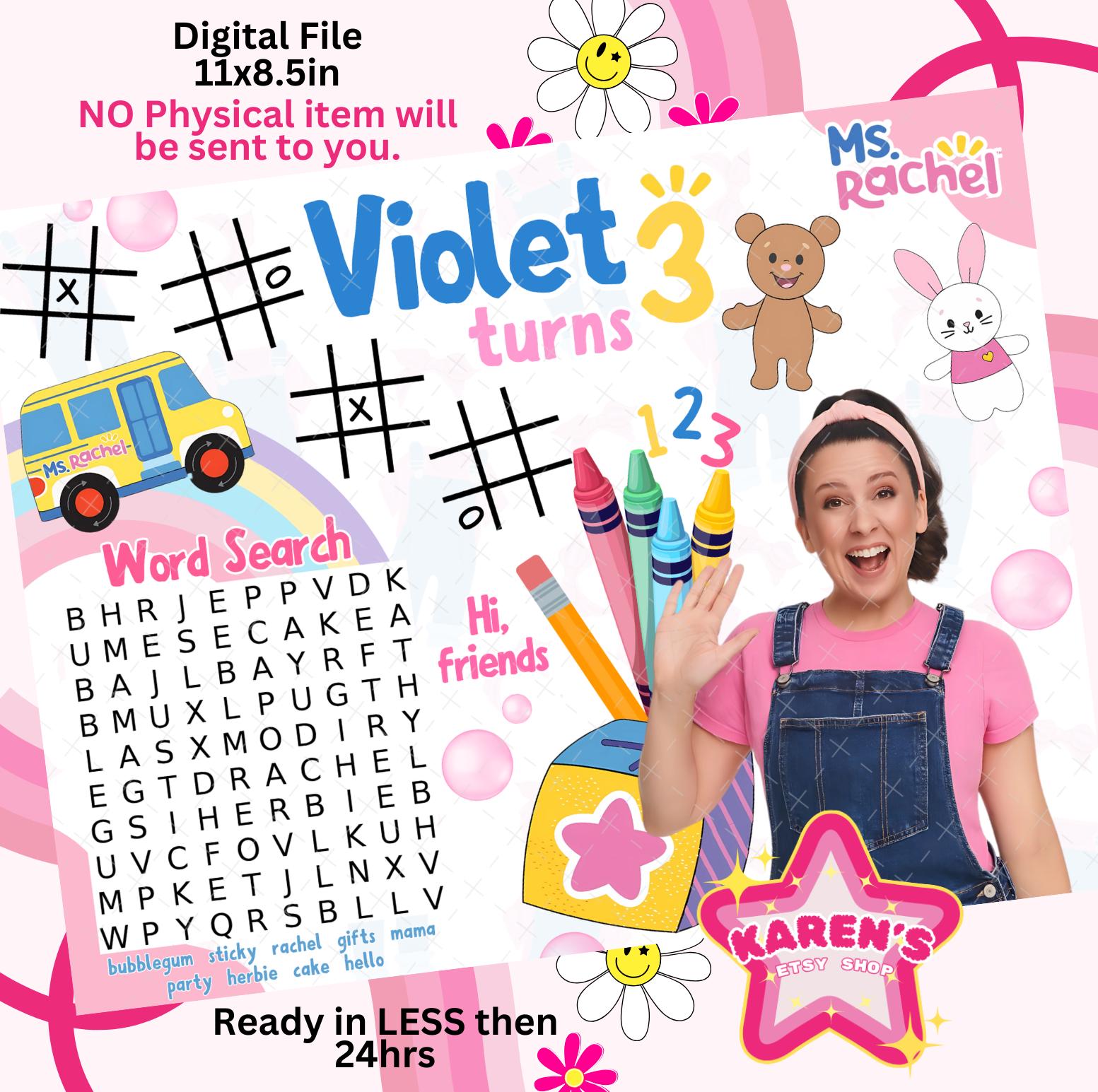 Ms Rachel Activity Sheet / Ms Rachel Digital / Ms Rachel Party Favors ...