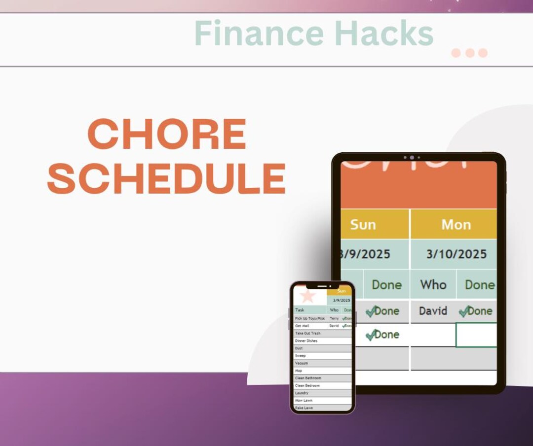 Basic Chore Schedule: Excel Digitial Download - Etsy