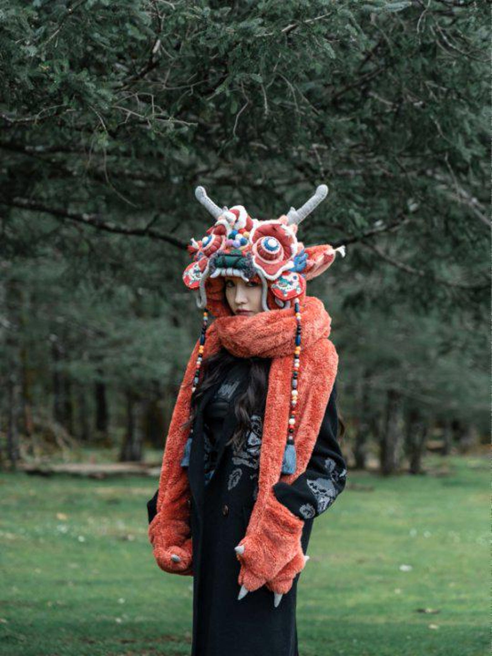 Red Dragon Hat With Scarf - Etsy