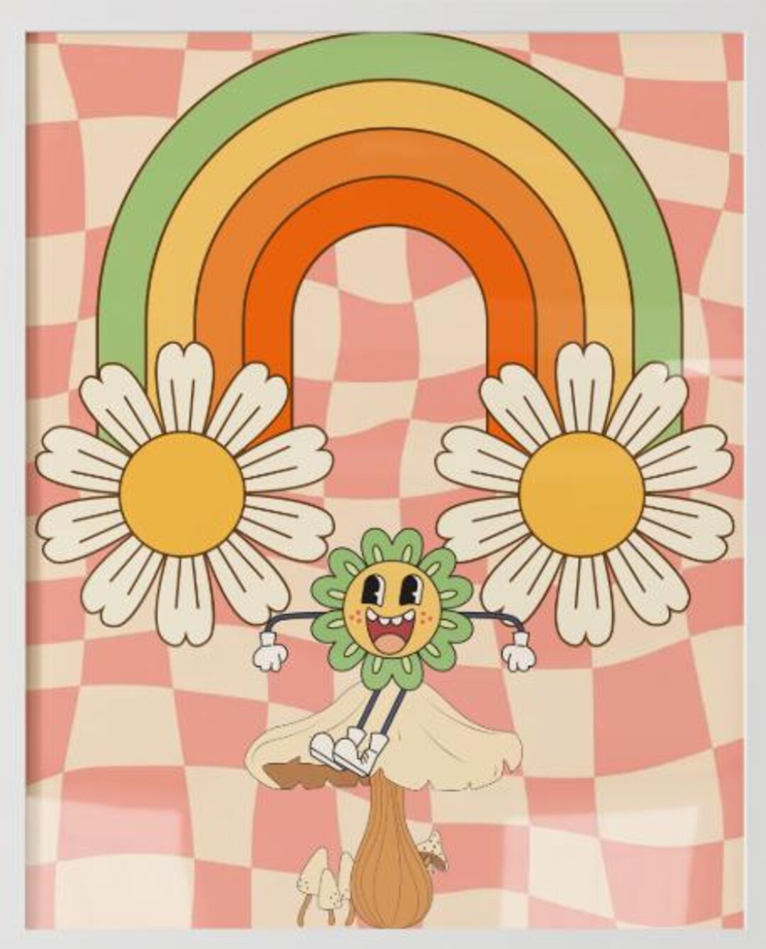 Groovy Retro Wall Art, Flower Art, Retro Wall Art, Home Decor, Funky ...