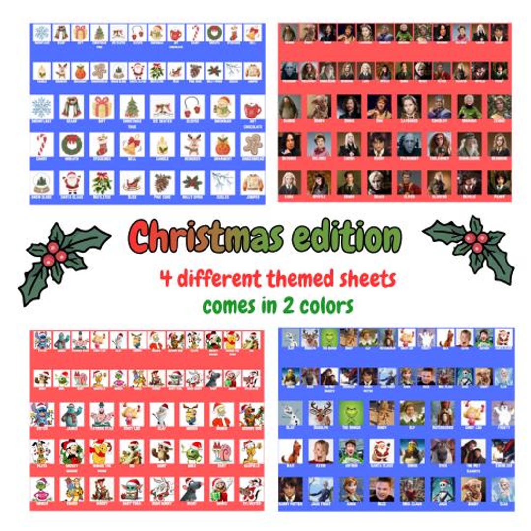 Guess Who Character Sheets Christmas Winter Edition, Guess Who Game ...