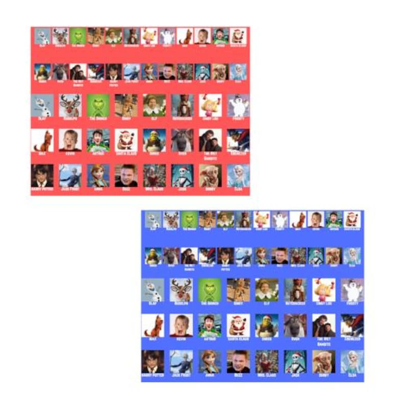 Guess Who Character Sheets Christmas Winter Edition, Guess Who Game ...