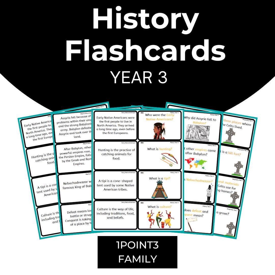Year 3 History Flashcards Home-learning Home-education Digital ...