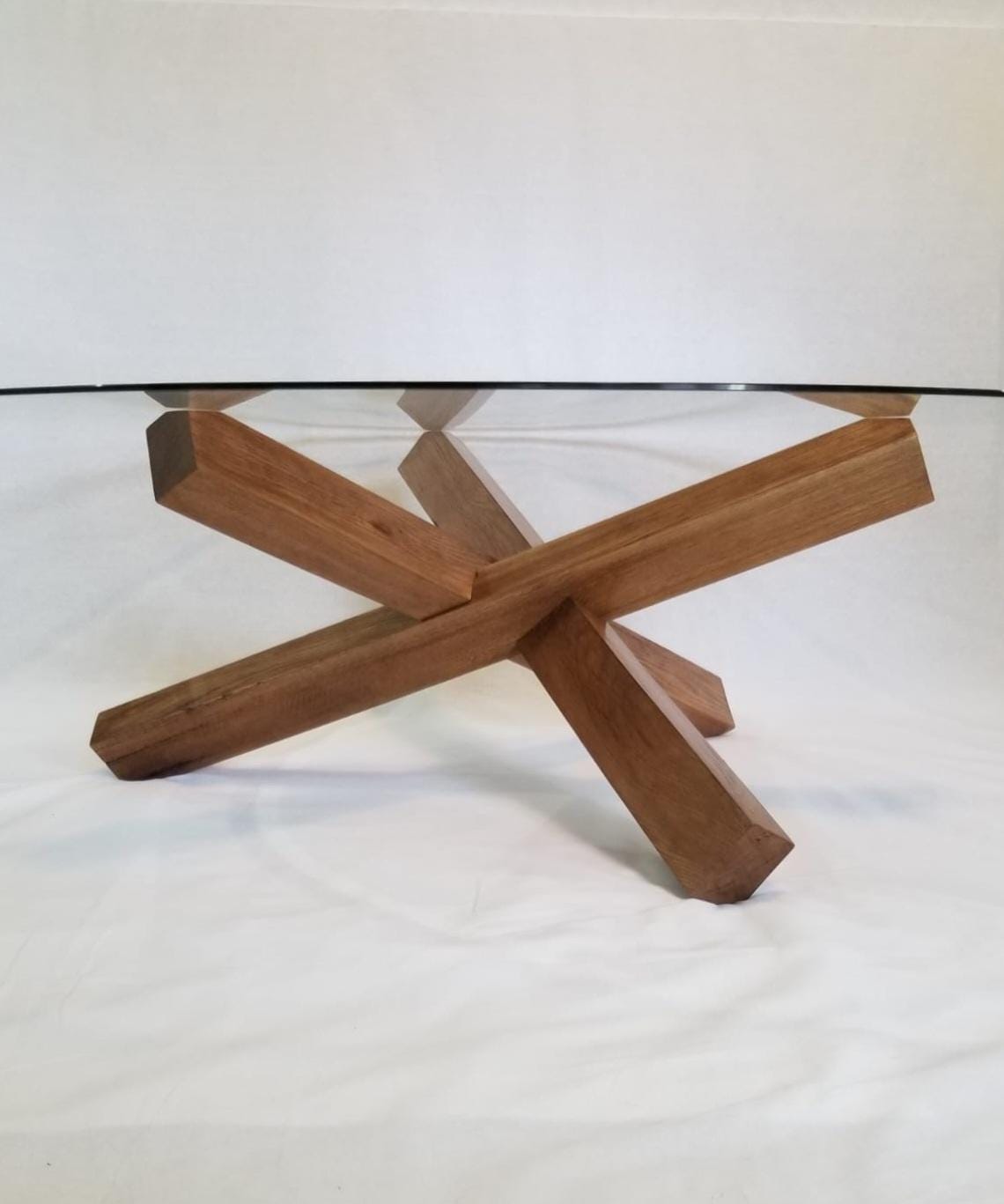 Unique Custom Round Coffee Table Legs/base 3-sided Made of Solid Oak ...