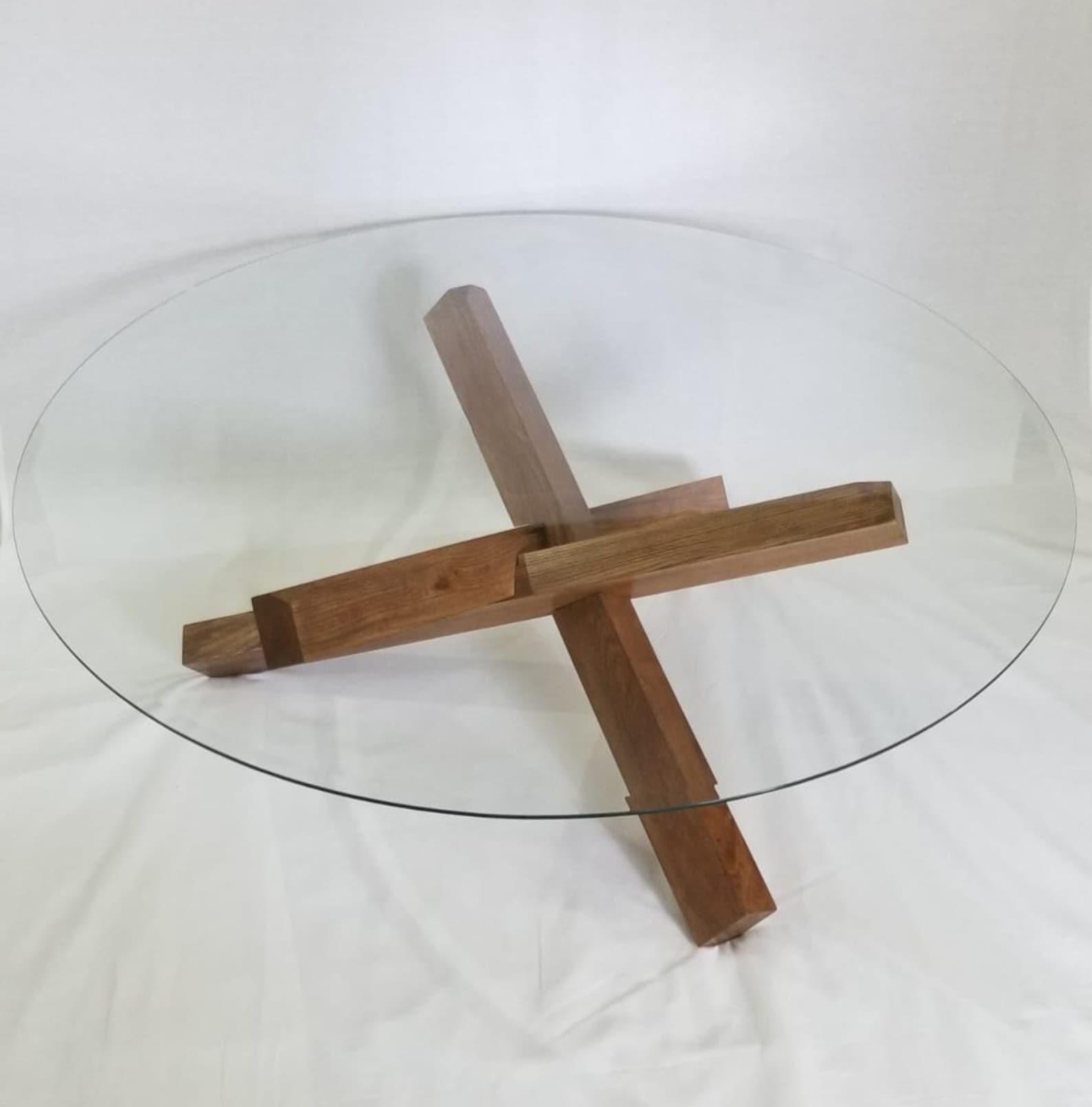 Unique Custom Round Coffee Table Legs/base 3-sided Made of Solid Oak ...