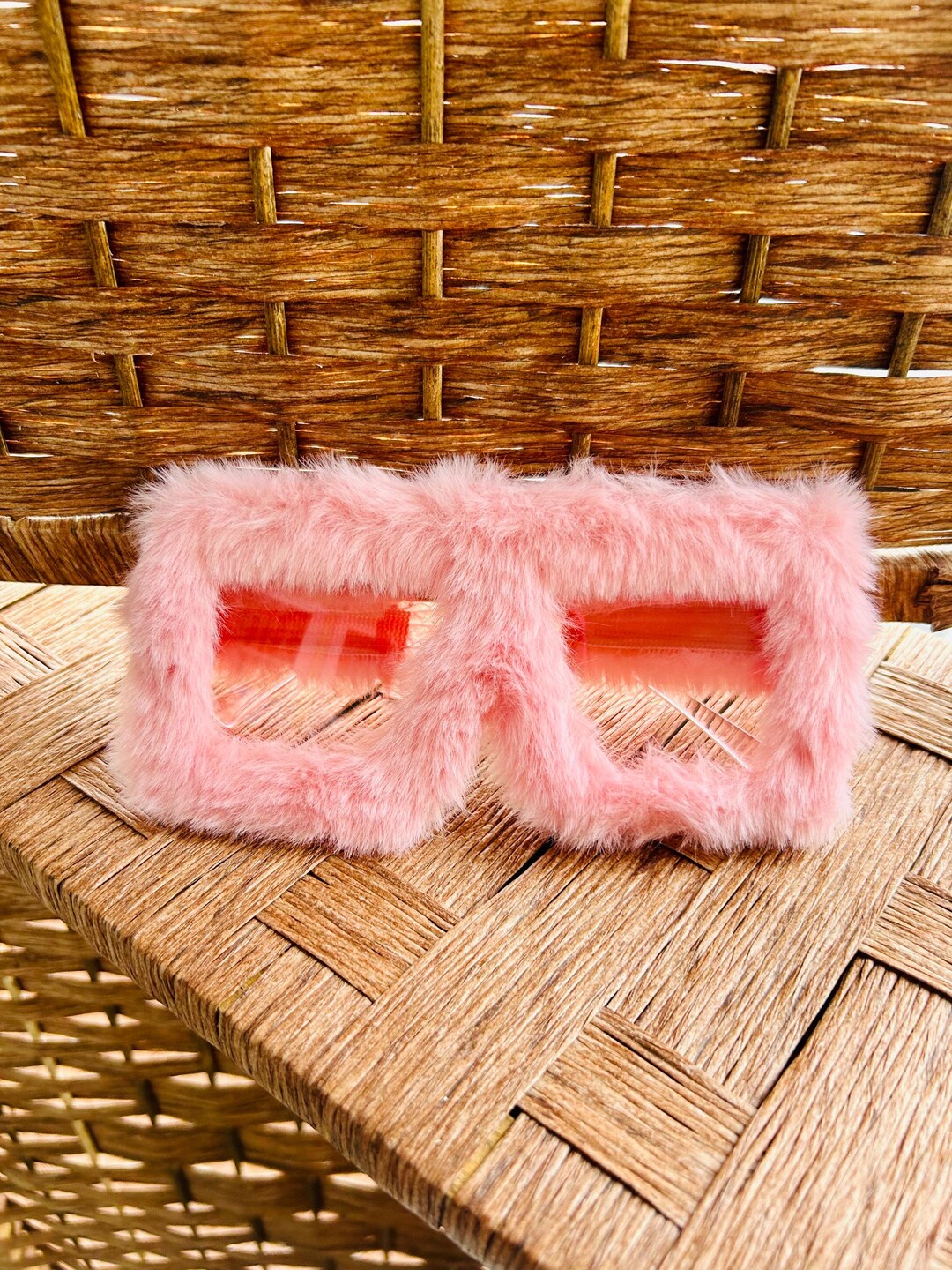 Lil Miss Sassy Frames-fuzzy Furry Pink Oversized Fashion Vintage Square ...