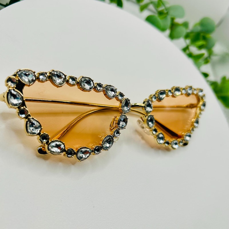 Rhinestone Cateye Glasses - Etsy