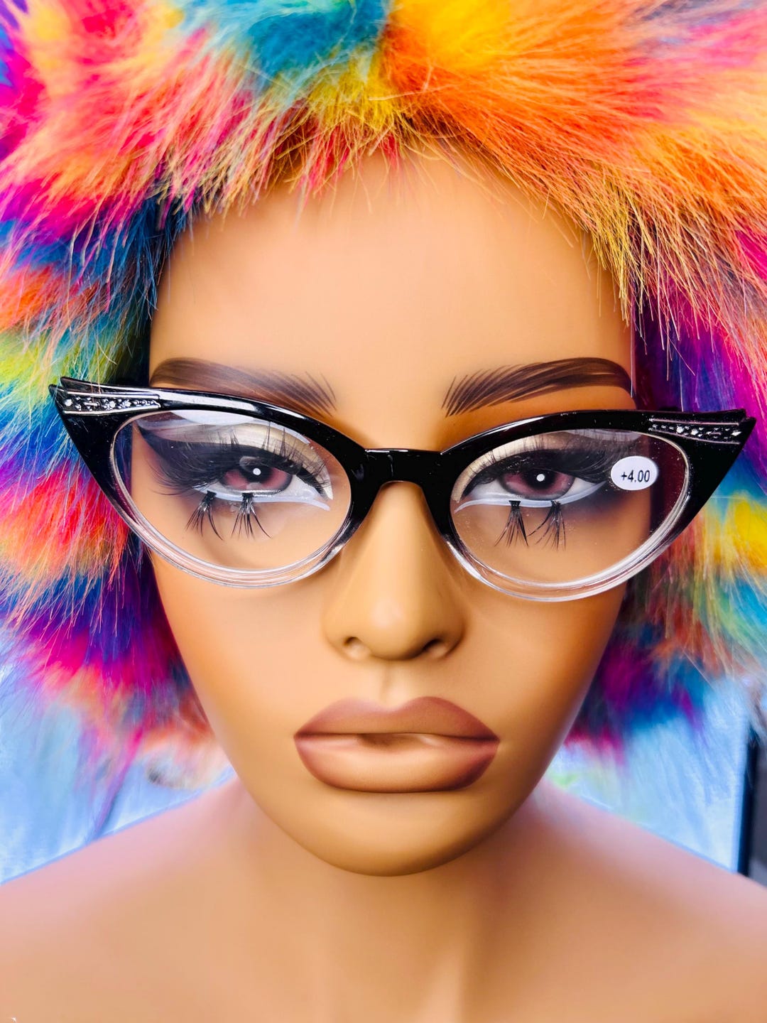 Dottie Girl Frames-black Cat Eye Reading Glasses +4.00| Retro Ombre ...