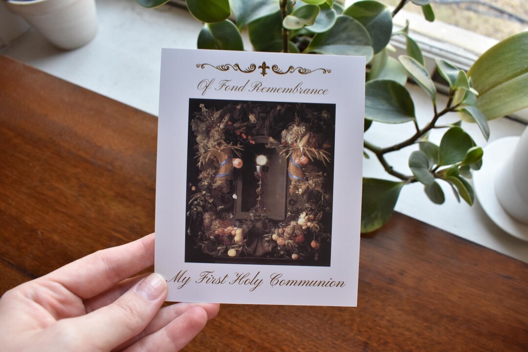 First Holy Communion Keepsake Holy Card Gift: Traditional Catholic ...