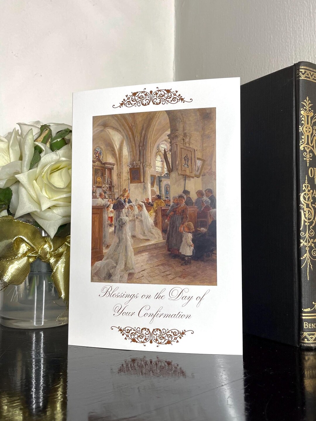Catholic Confirmation Cards With Gold Foil Envelopes: Traditional Latin ...