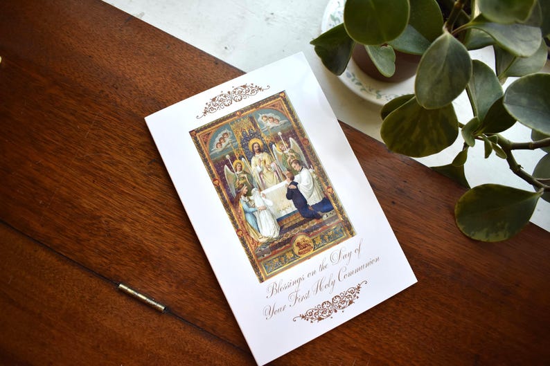 Catholic First Holy Communion Cards With Gold Foil Envelopes ...