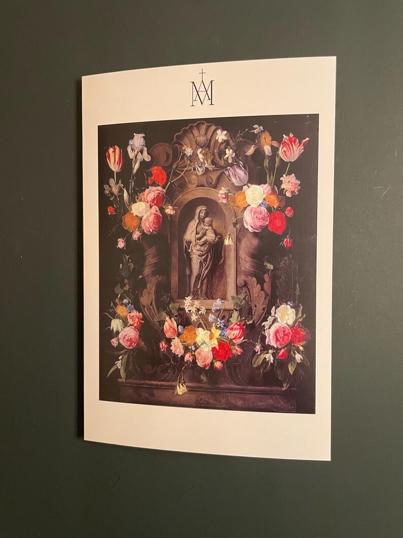 Traditional Catholic Greeting Card Madonna & Flowers With Gold Foil ...