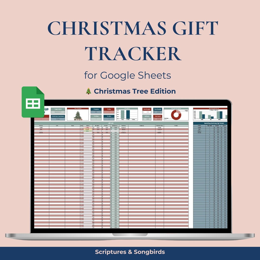 Christmas Gift Tracker | Google Sheets Holiday List Spreadsheet ...