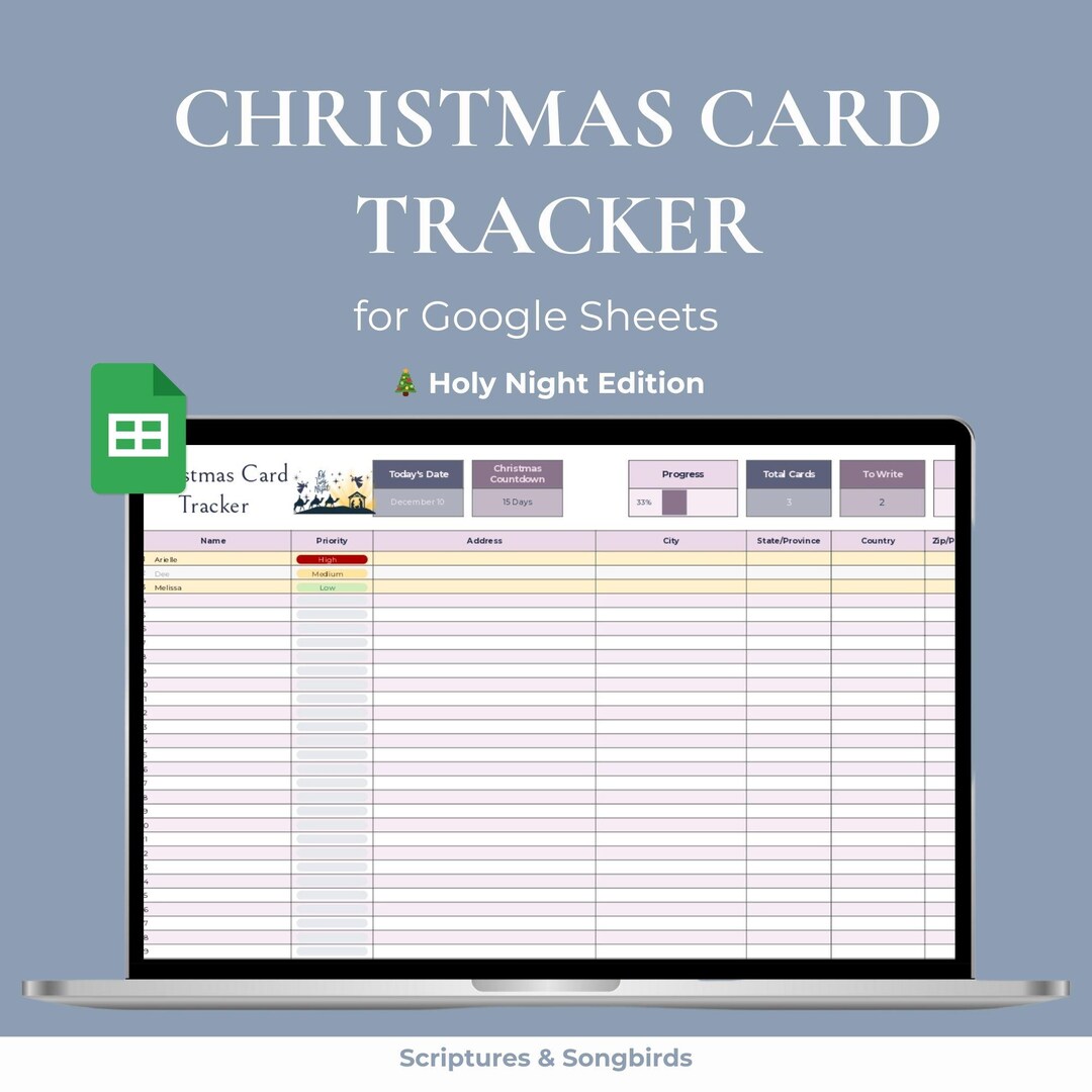 Christmas Card Tracker | Google Sheets Holiday Mailing List | Holy ...