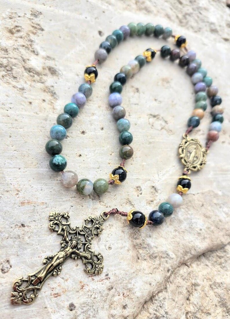 Custom Handmade Rosary | Stone and Glass Bead Rosary - Etsy