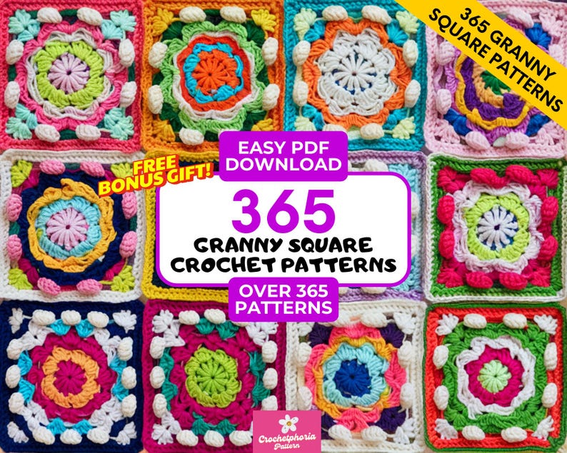 365 Granny Square Crochet Patterns , Ultimate Crochet Pattern Bundle ...