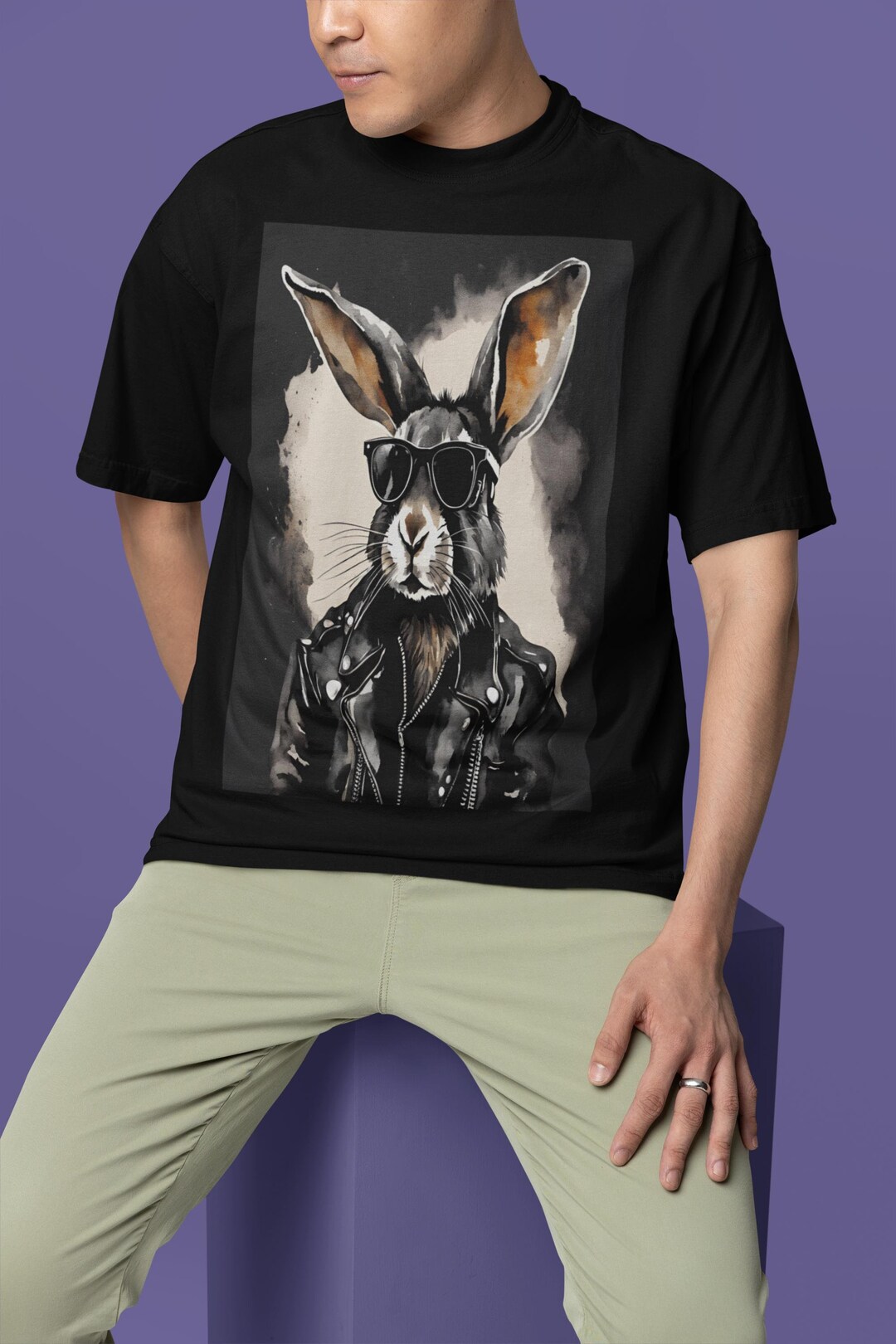 Rabbit Rocker With Sunglasses Unisex Soft Style T-shirt, Easter Party ...