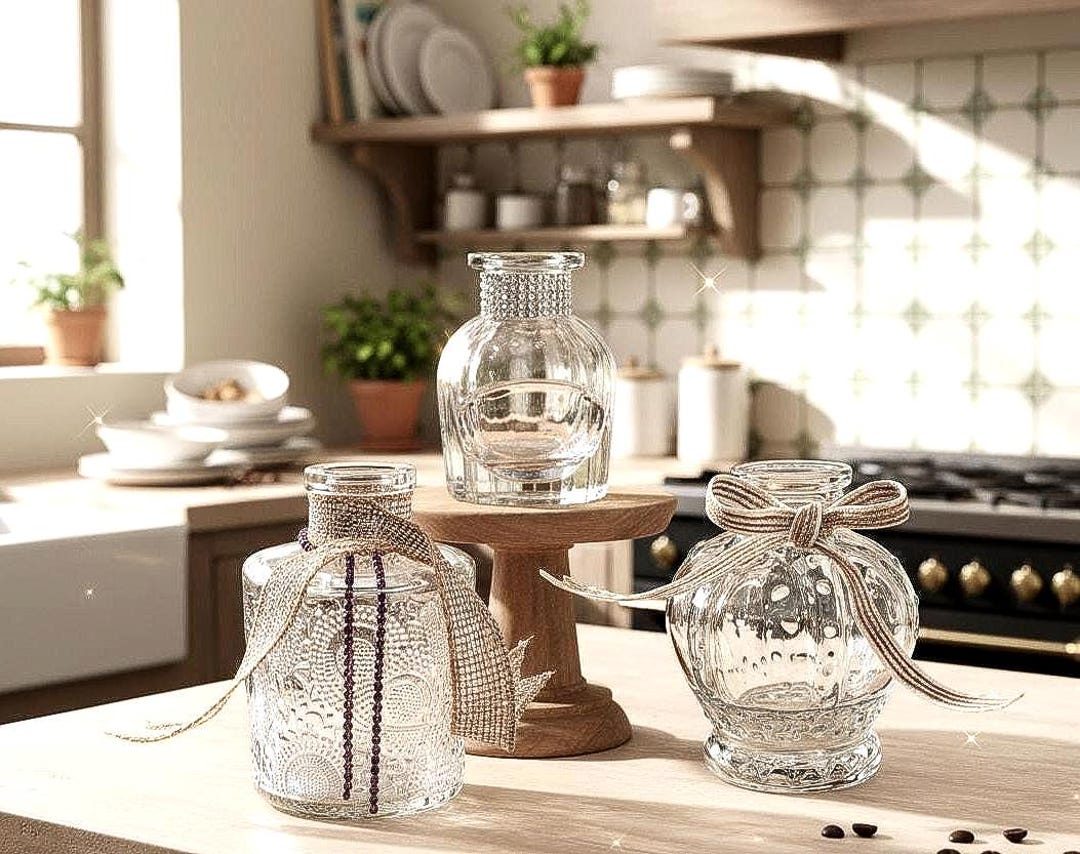 Hand-adorned Glass Vase Sets, Minimalist Home Decor, Bud Vases for ...