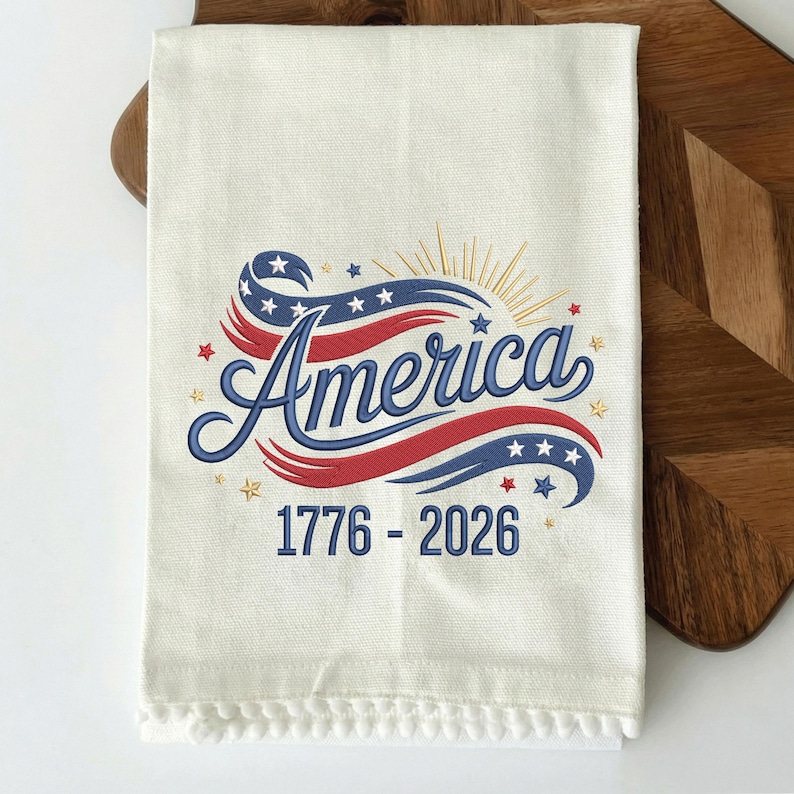 America 1776-2026 Embroidery Design, Patriotic USA 250 Anniversary 4th ...