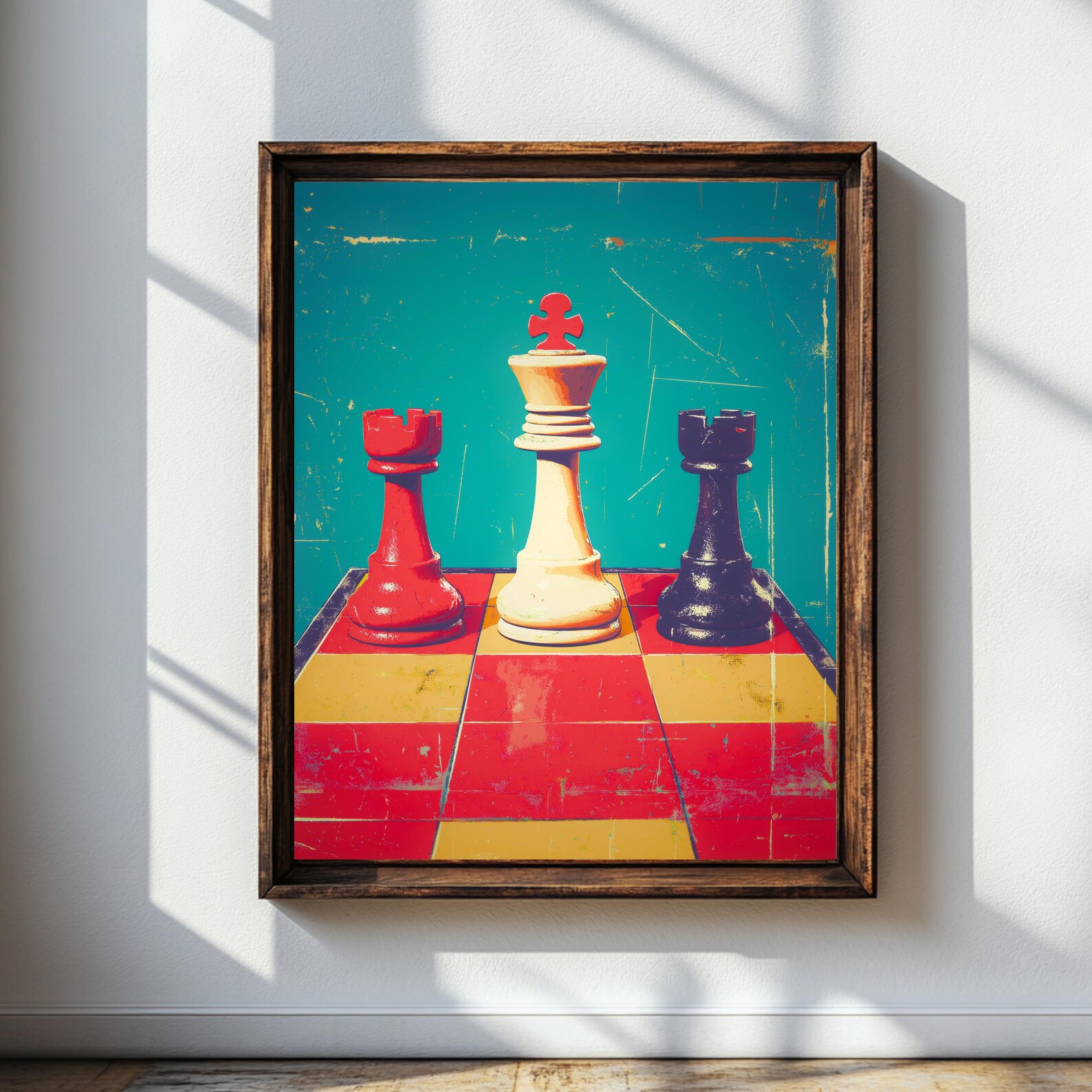 Vintage Chess Pieces Poster – Colorful Pop Art for Office or Game Room ...