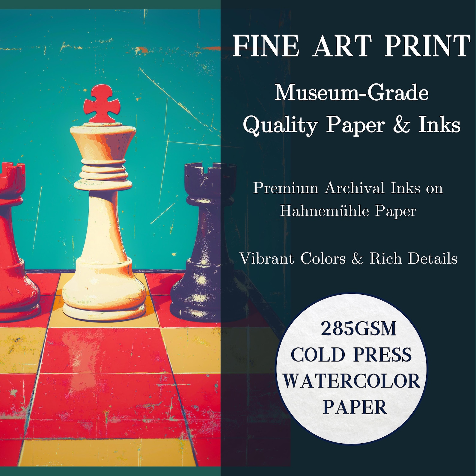 Vintage Chess Pieces Poster – Colorful Pop Art for Office or Game Room ...