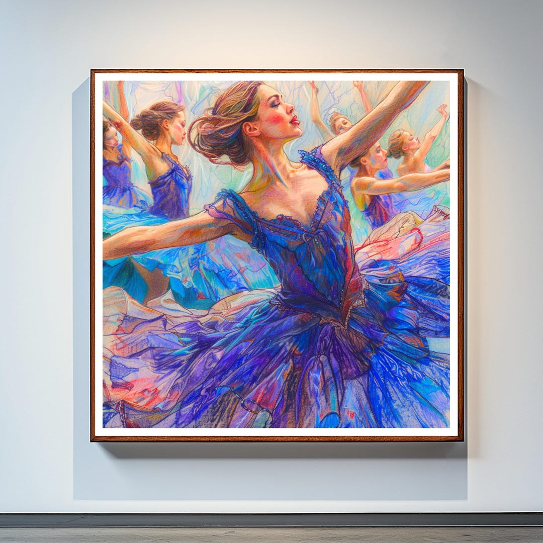Impressionist Ballet Dancer Print – Soft Purple & Blue Art for Romantic ...