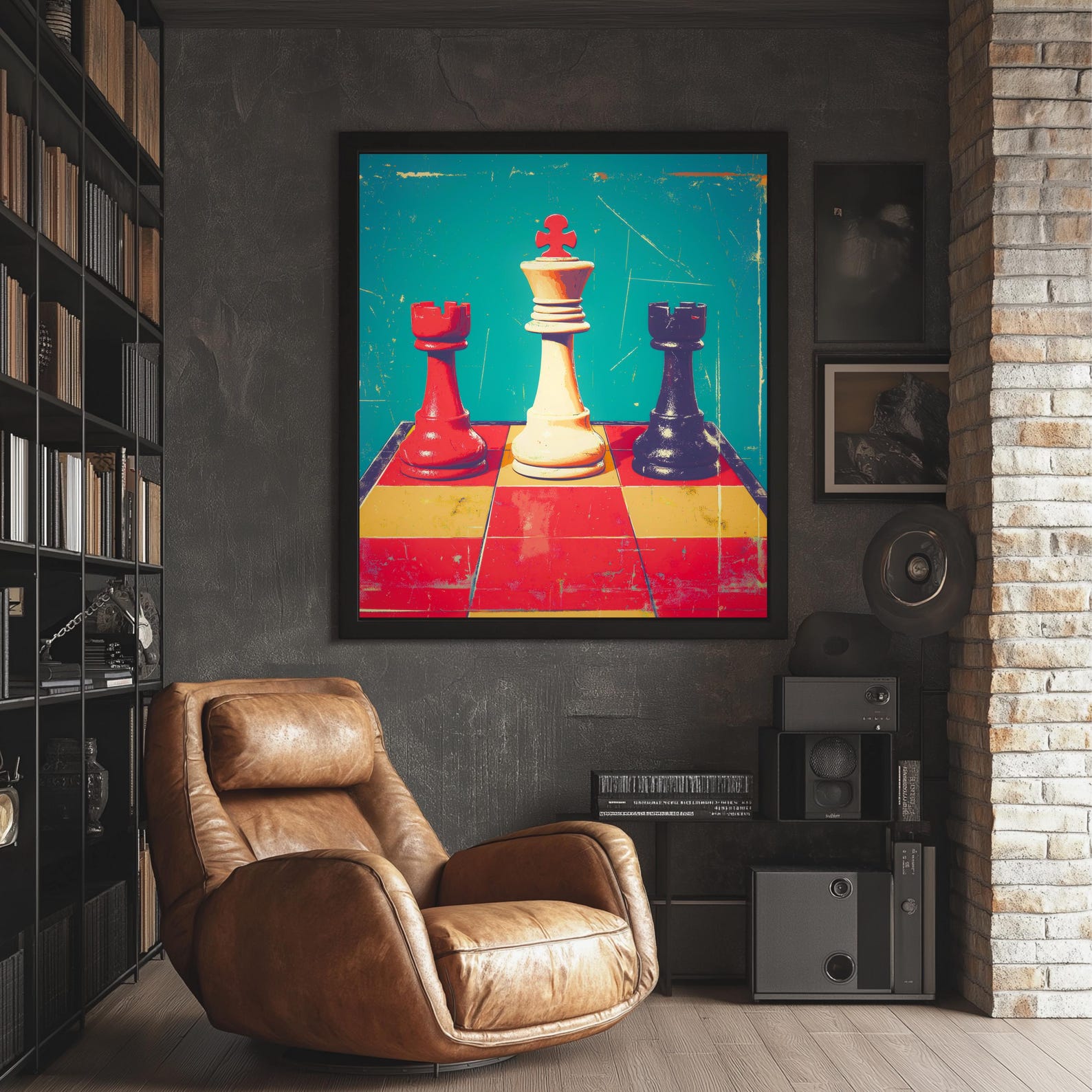Vintage Chess Pieces Poster – Colorful Pop Art for Office or Game Room ...