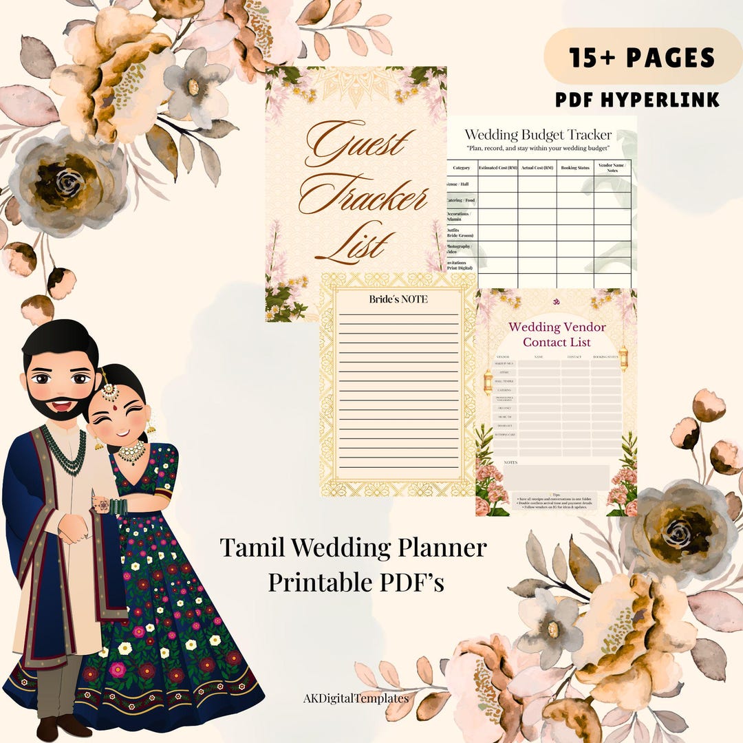 Tamil Indian Wedding Planner Printable PDF Digital Download - Etsy