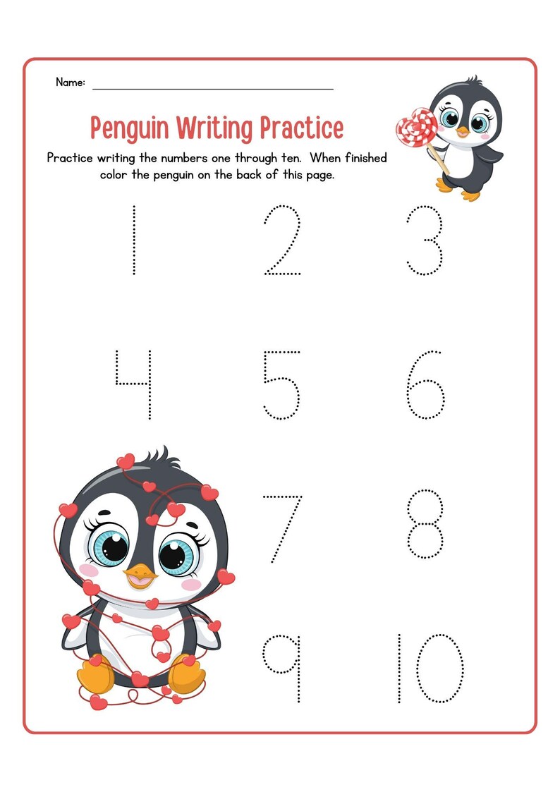 Number Tracing Worksheets for Kids - Etsy