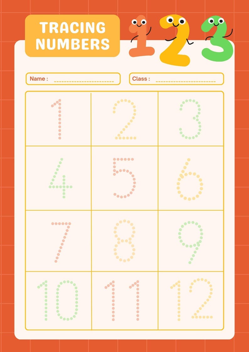 Number Tracing Worksheets for Kids - Etsy