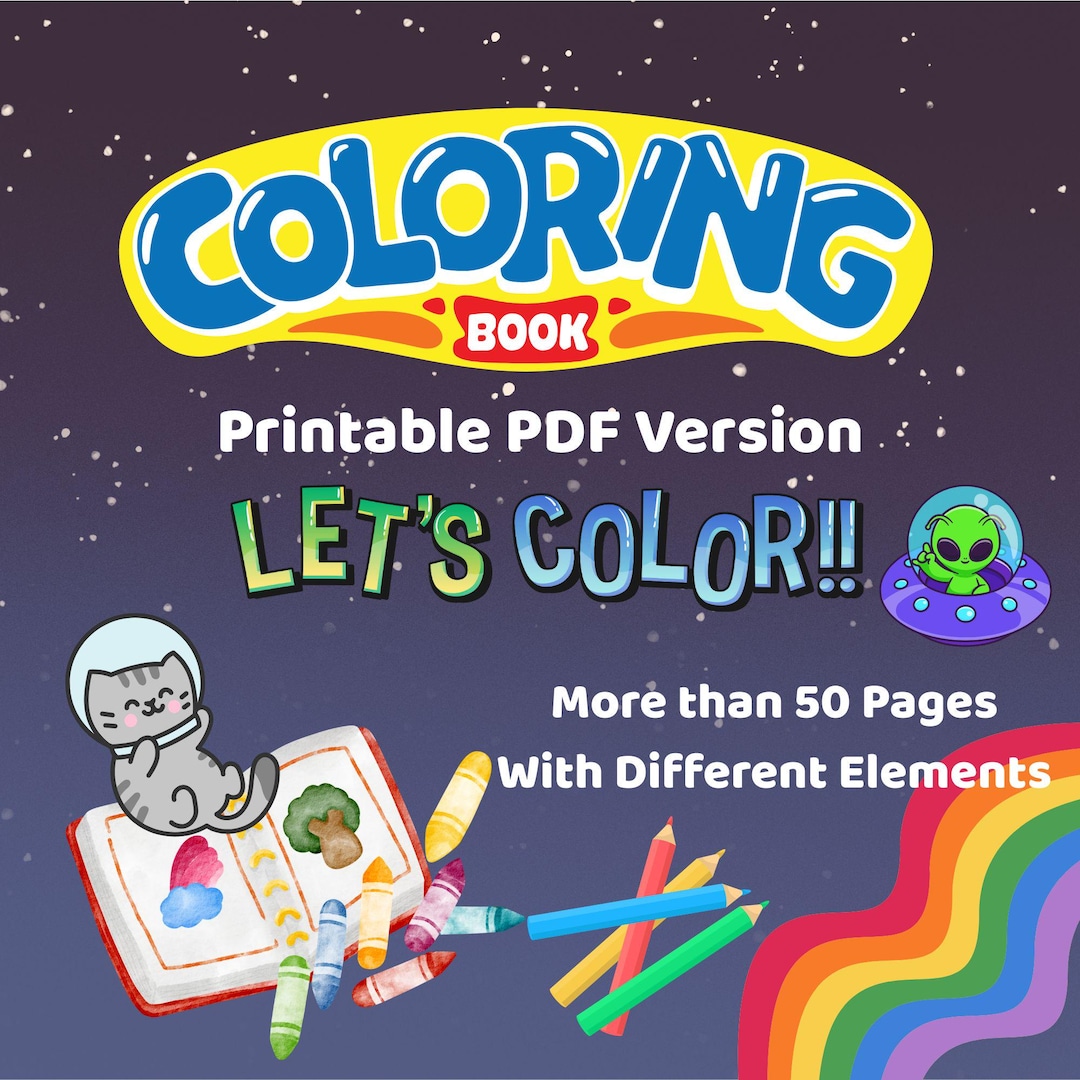 Kids Coloring Book - Digital Printable Templates - Etsy