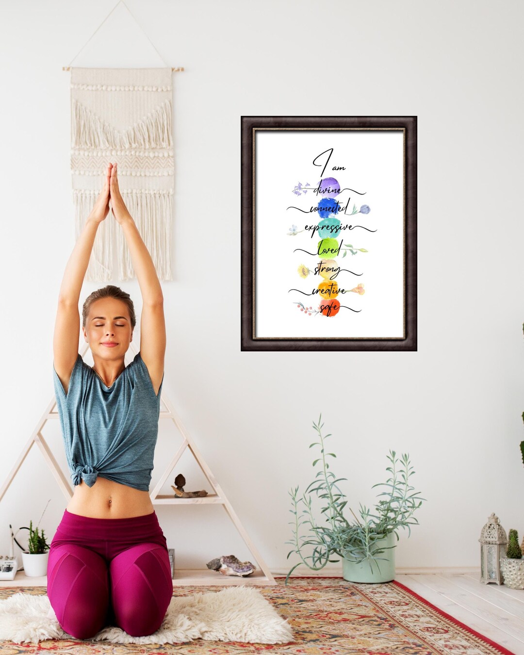 Positive I Am Affirmations With Chakra Colours Poster, Uplifting Print ...
