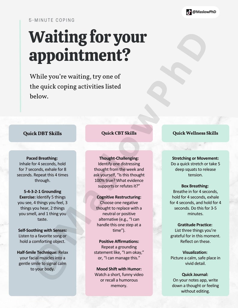 Quick Coping Handout - Etsy
