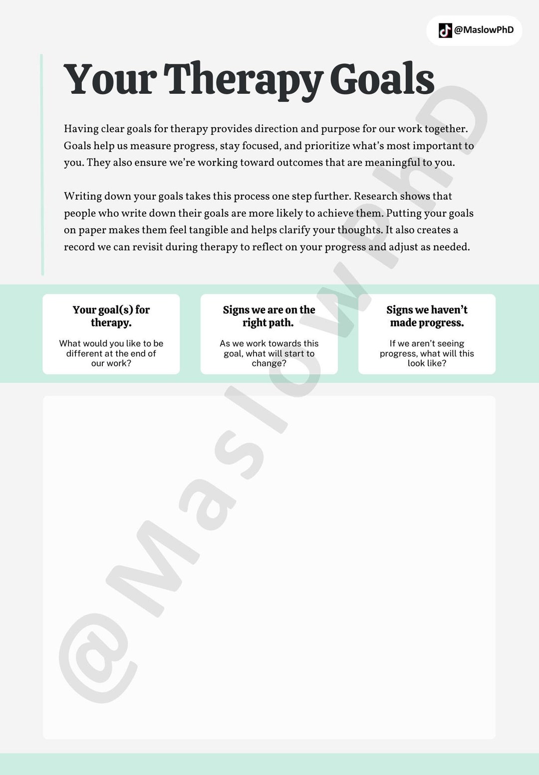 Therapy Goals Worksheet - Etsy