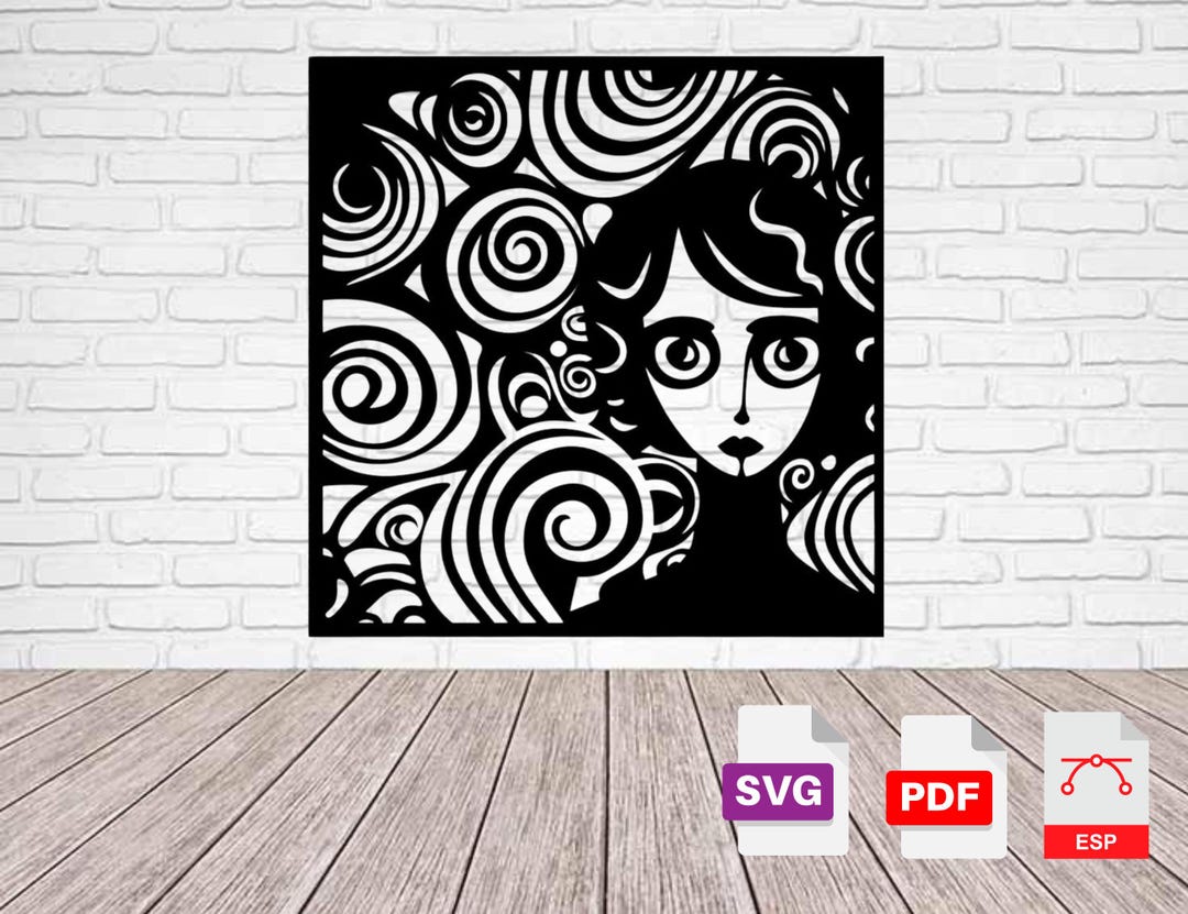 Emo Girl, Woman Wall Art Laser Cutting Files DXF SVG, CNC Router File ...