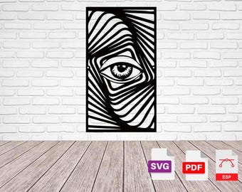 Illusion Eye, Minimalist Wall Art Laser Cut Files DXF SVG, Wood Cutting ...