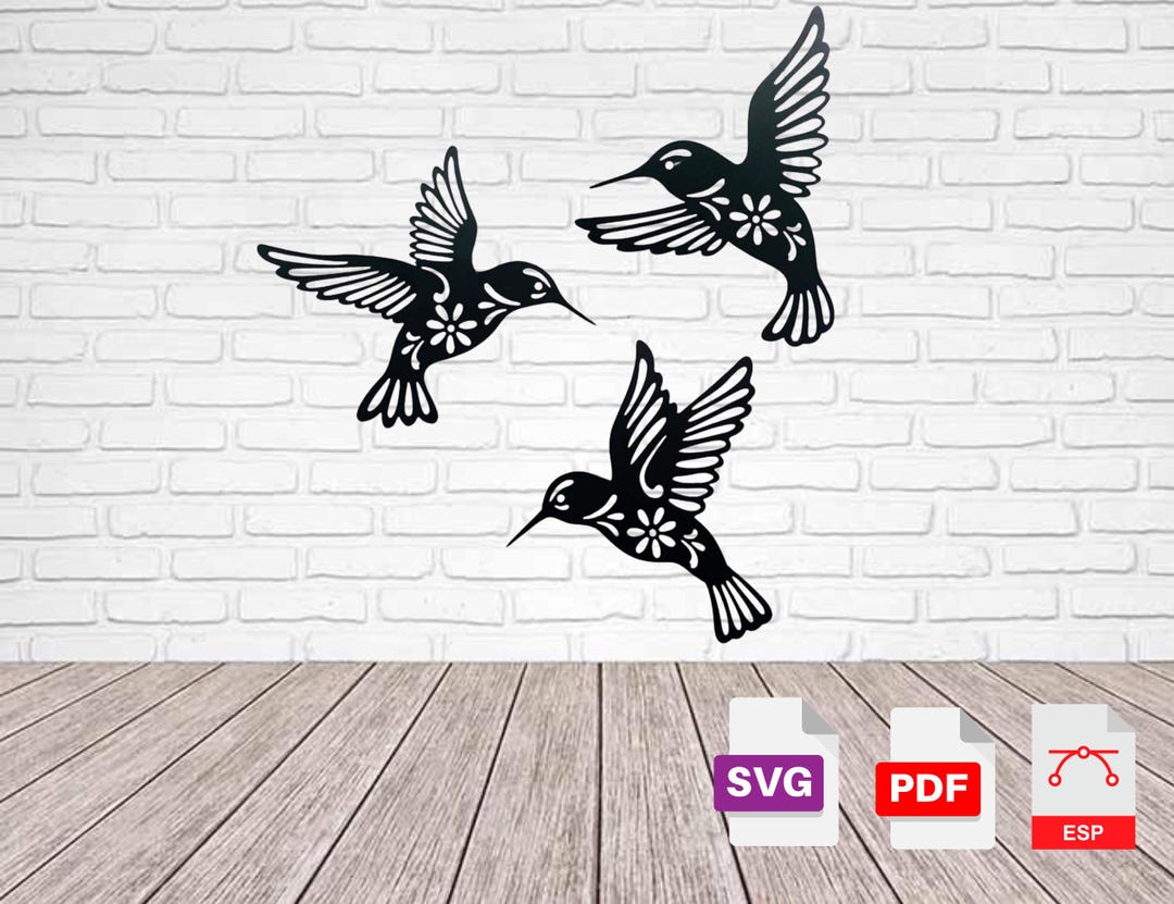 Colibri Wall Art Laser Cut Files DXF SVG, CNC Router File for Wood ...