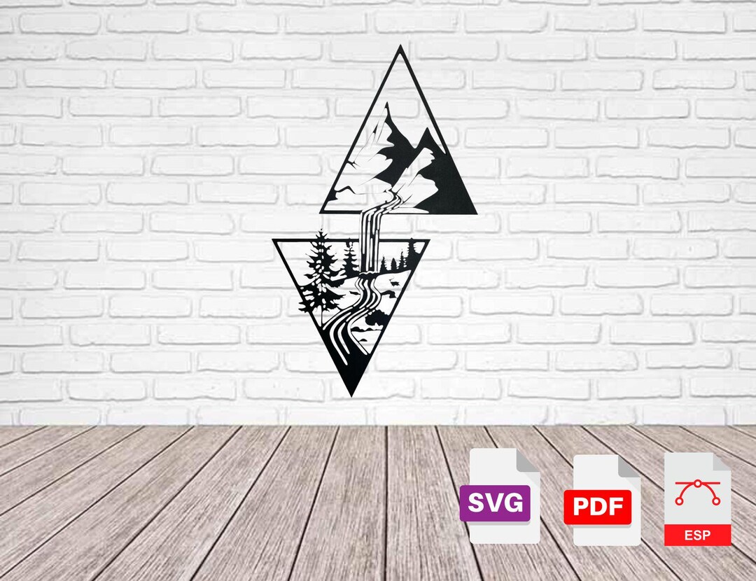 Nature in Triangles Laser Cut Files for Wall Art DXF SVG, CNC Router ...