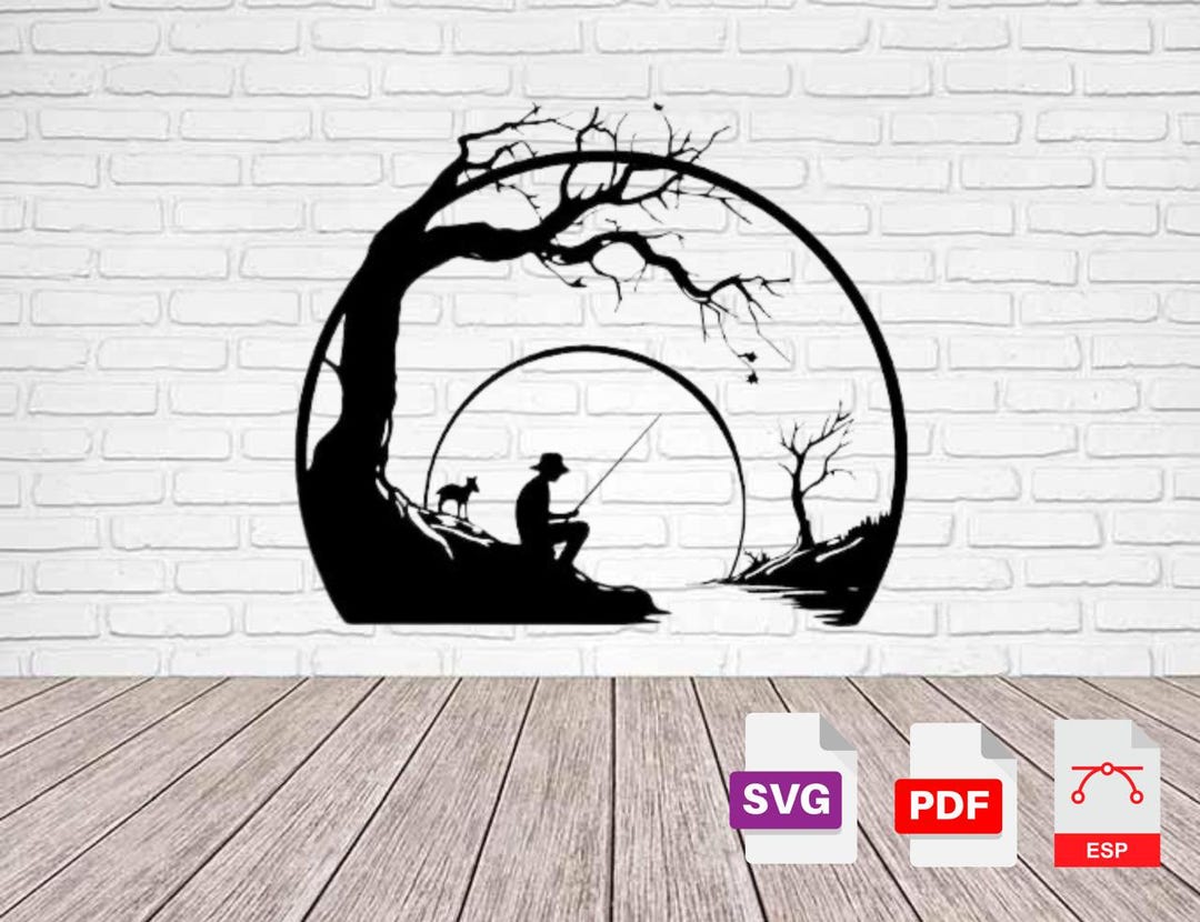 Fishing, Fisherman - Laser Cut Files for Wall Art DXF SVG, CNC Router ...