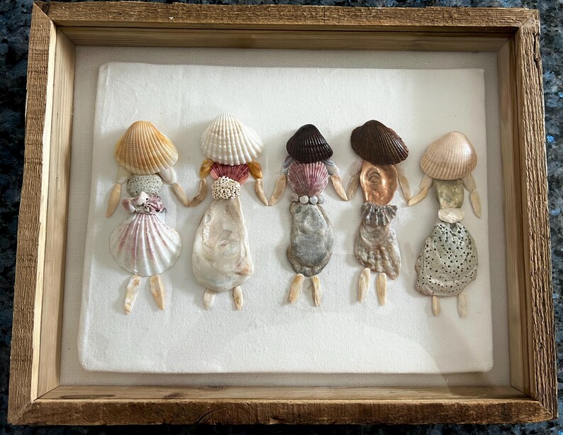 Framed Personalized Sea Shell People & Pets (5-6 Characters) - Etsy