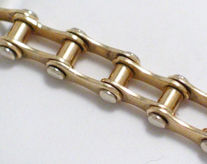 Unique MENS 14K Gold Motorcycle / Bike Chain Bracelet 4 Harley Davidson ...