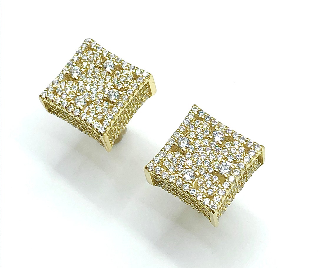 Gold Earrings Sterling Silver Iced Out Bold Style Pave Cz Filigree ...