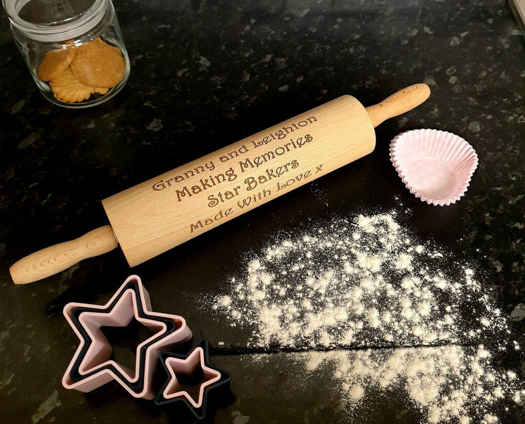 Personalised Wooden Large Rolling Pin Any Message Engraved Custom ...