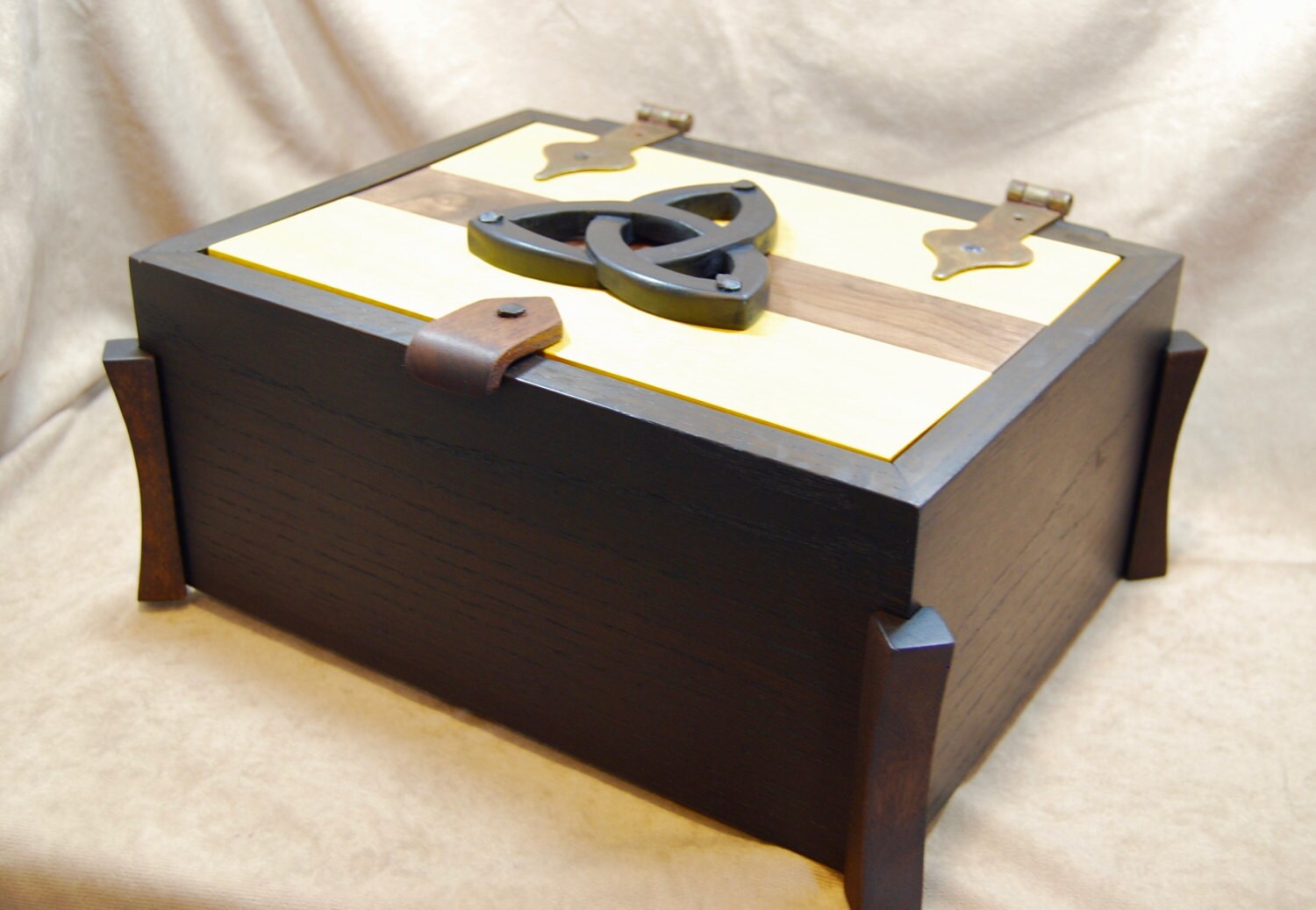 Large Ebonized Oak and Yellow Heart Box With Hand-carved Triquetra - Etsy